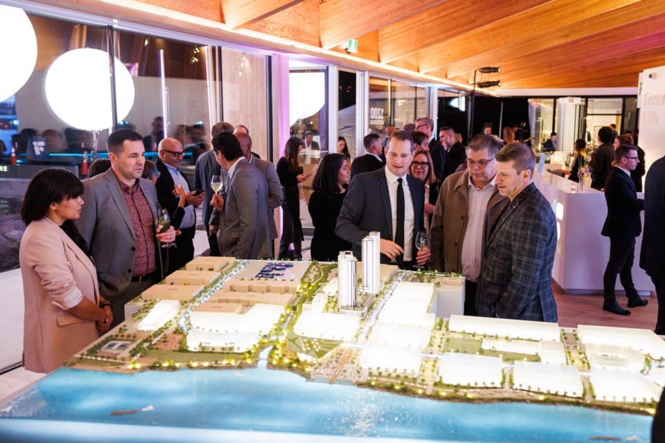Photos: VIPs out to unveil Fraser Mills sales hub in Coquitlam - Beedie